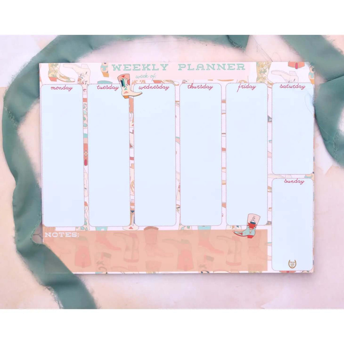 Cowgirl Boot Weekly Planner Desktop Notepad – Copper & Lace Western ...