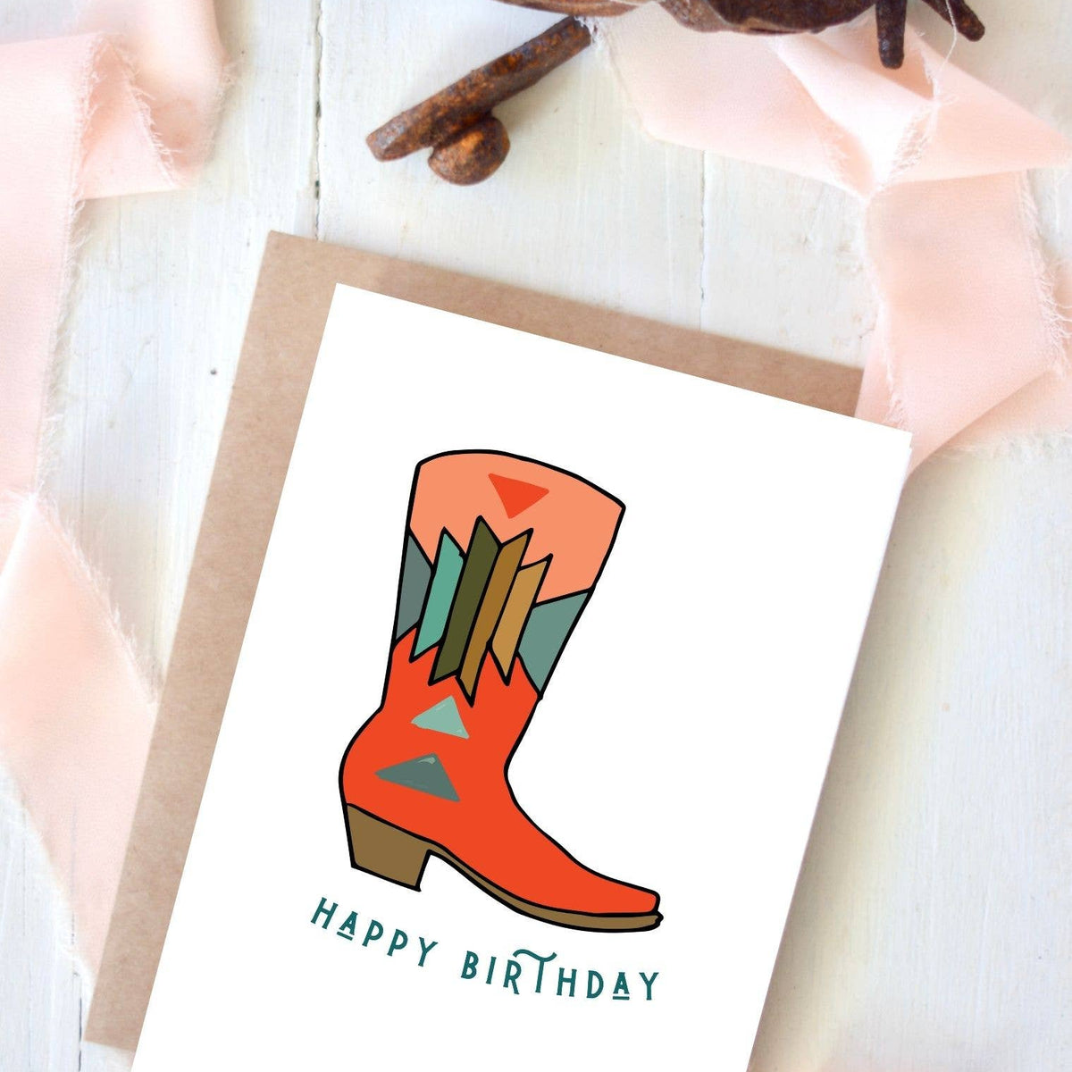 Happy Birthday Western Cowboy Boot Birthday Card – Copper & Lace ...