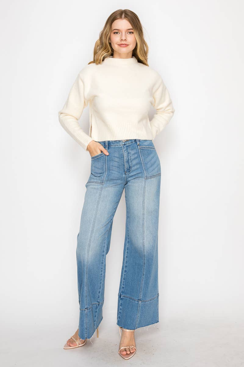 Ruby Cut Seam Palazzo High Rise Jean – Copper & Lace Western Boutique
