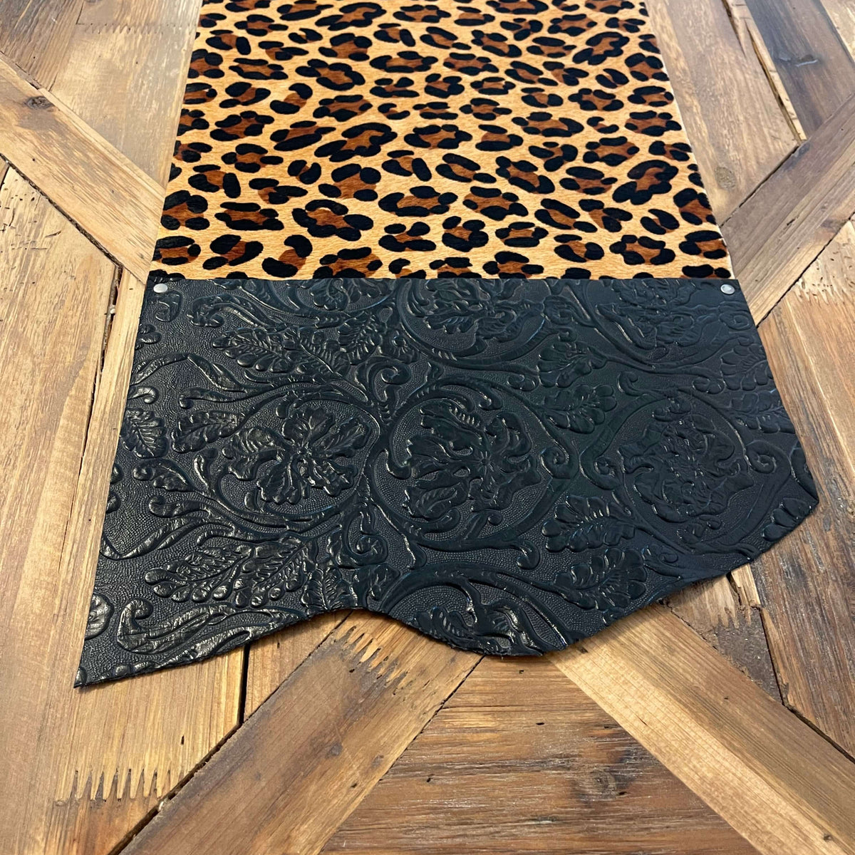 C&L Brown and Black Cheetah Print Handcrafted Embossed Leather Table R ...
