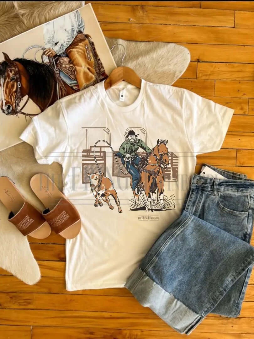 The Calf Roper Graphic Tee – Copper & Lace Western Boutique